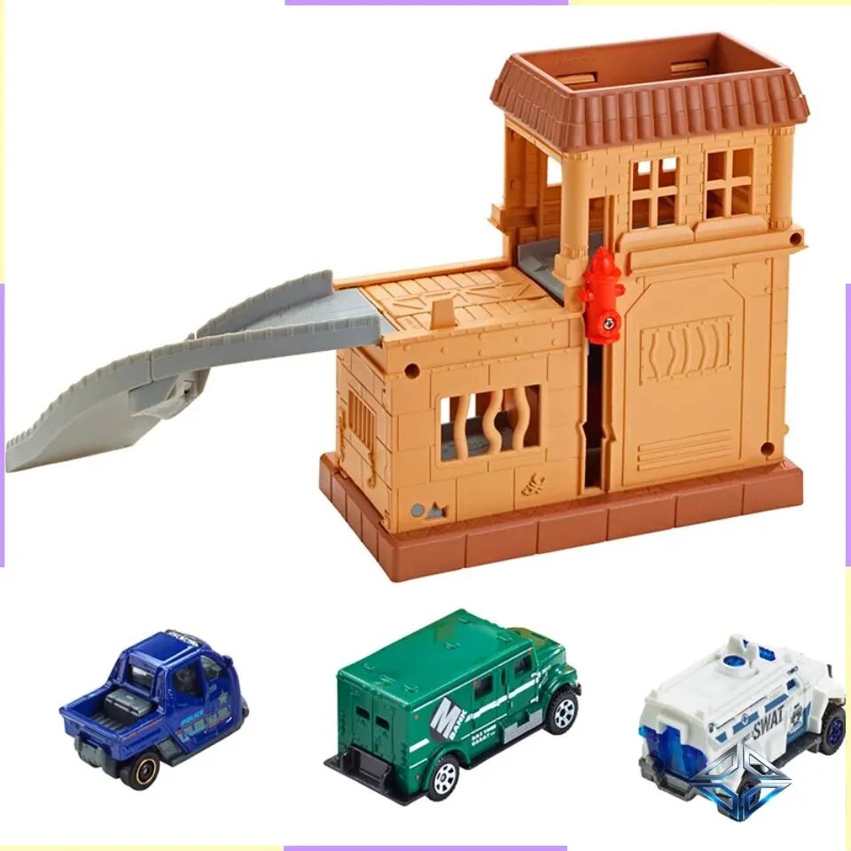 Matchbox MBX Bank Robbery Playset Игровой набор "Ограбление банка" с 4 машинками — фото 1