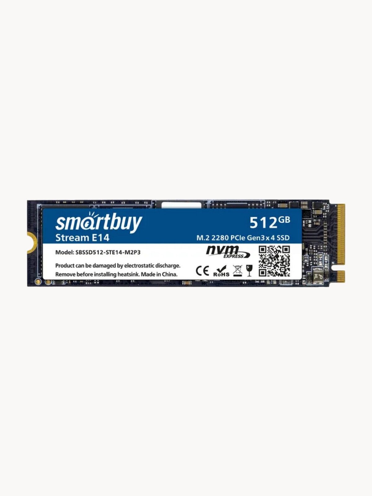 Флеш диск Smartbuy M.2 SSD 512Gb Stream E14 SBSSD512-STE14-M2P3 NVMe PCIe3