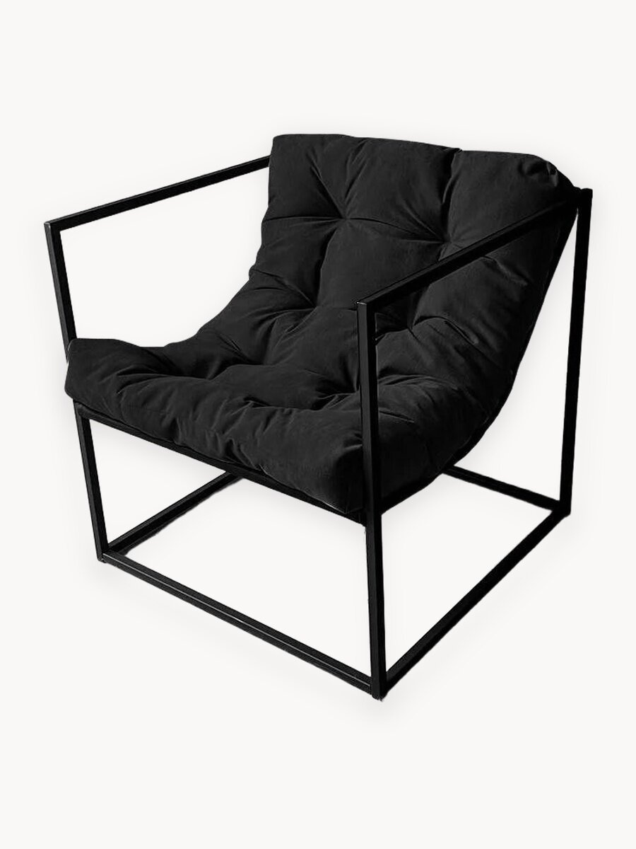 Кресло в стиле лофт Лофтовик + Черный Велюр