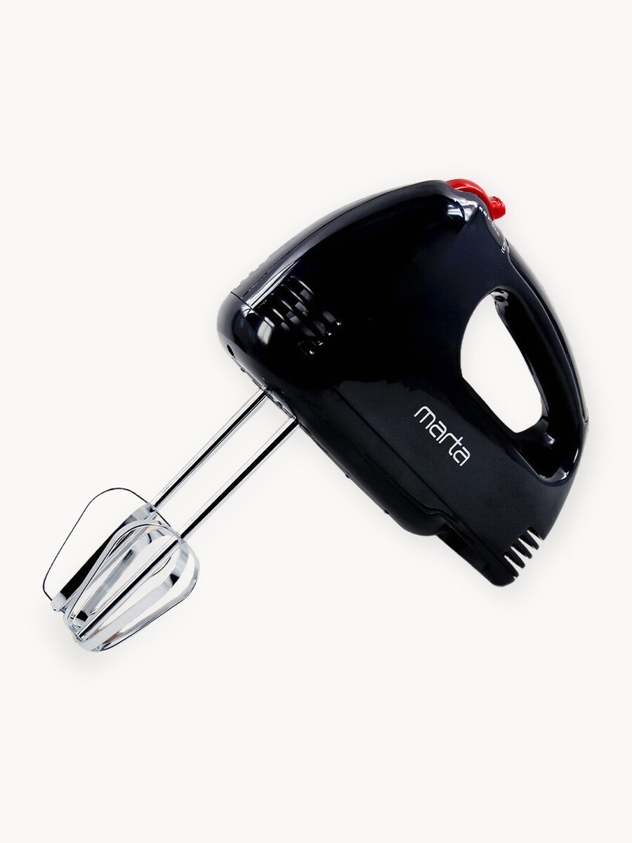 Миксер MARTA MT-MX1527A, 550 Вт, 7 скоростей, 2 насадки, ручной, черный, красный