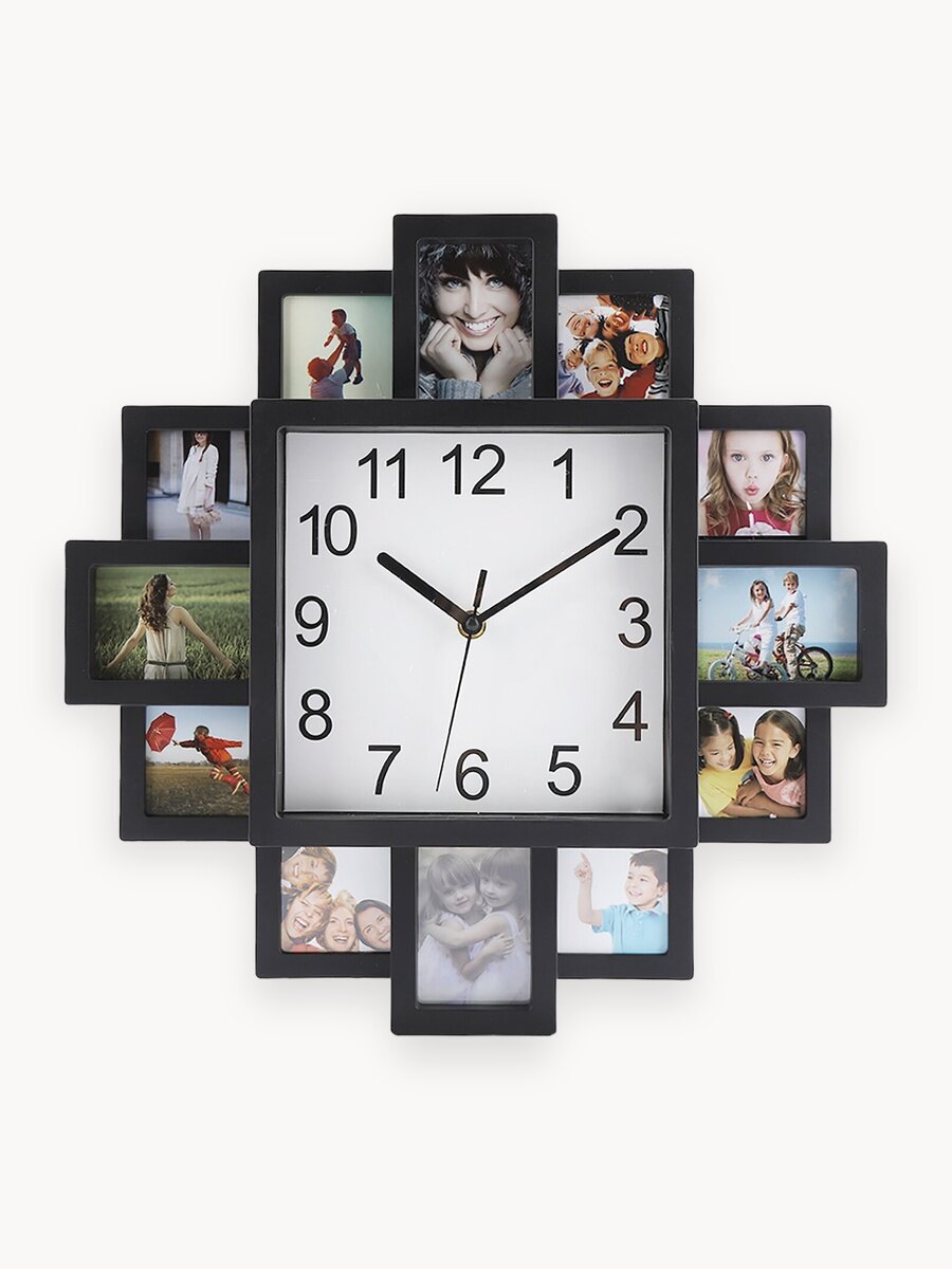 2 в 1 пластиковые настенные часы фоторамка черный современный домашний декор украшение гостиной