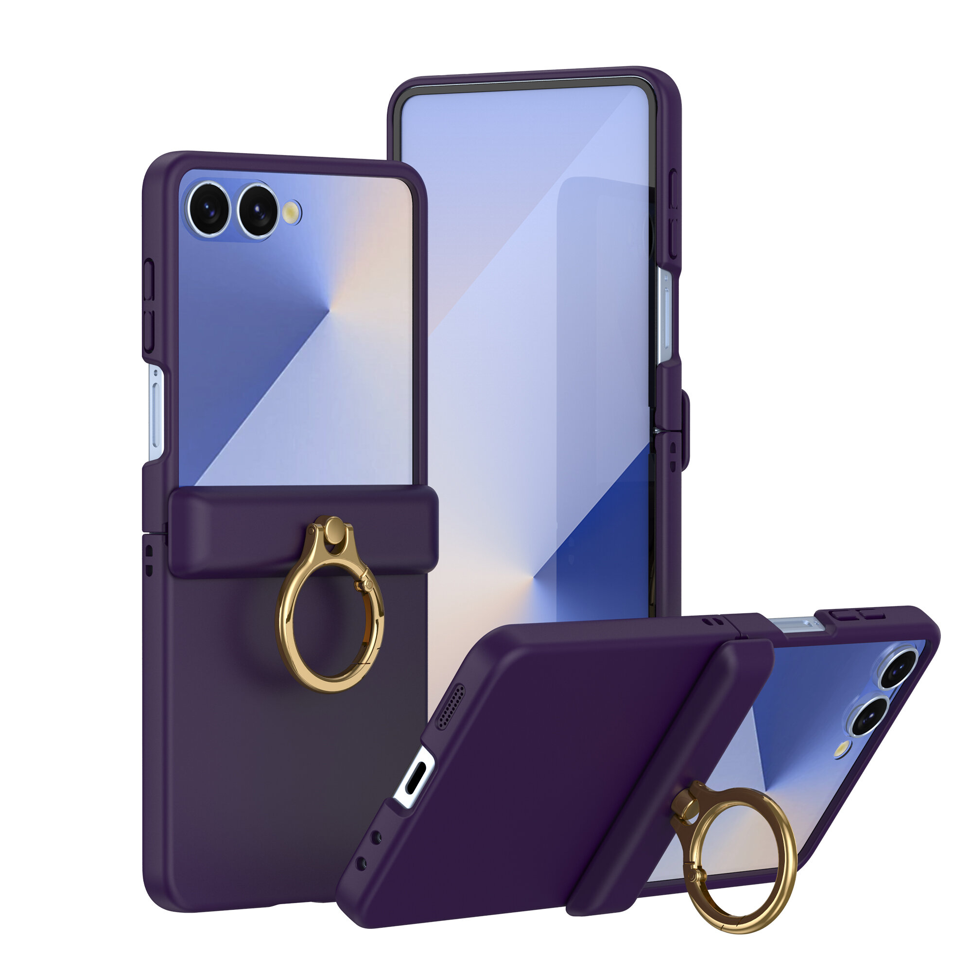Чехол для Samsung Galaxy Z Flip8 / Samsung Z Flip8 / Самсунг Галакси Зед Флип8, soft touch, чехол-кардиомонитор, поликарбонат (PC), защита камеры, ударопрочный, усиленные углы, держатель-кольцо, Samsung,