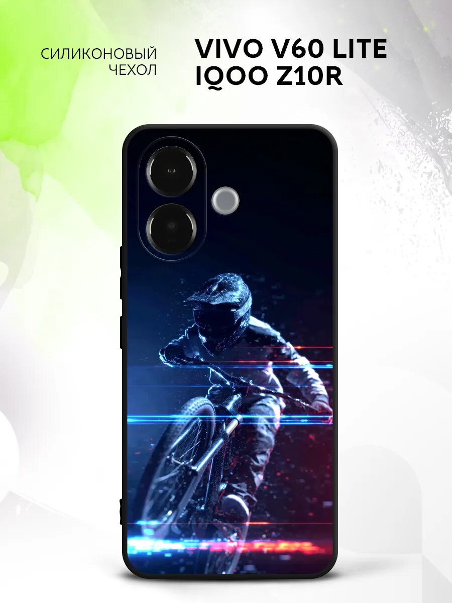Чехол на Vivo V60 Lite / IQOO Z10R, Виво В60 Лайт/ IQOO Z10R защита камеры, накладка с рисунком мотоциклист