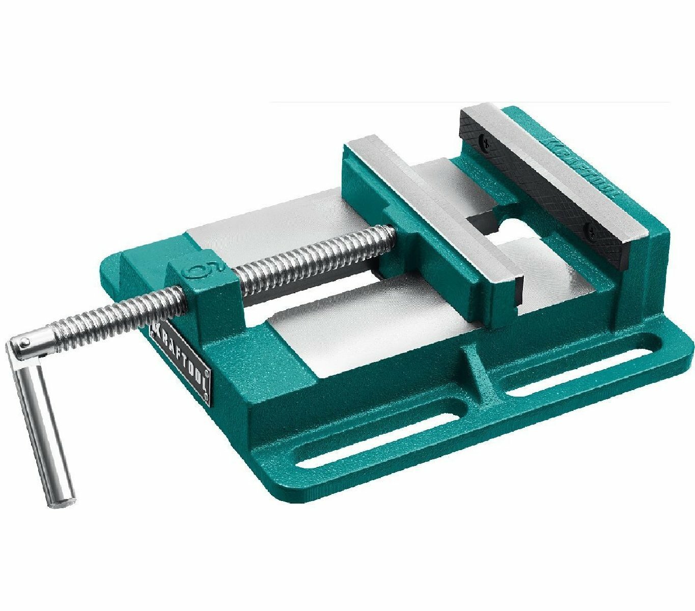 Станочные сверлильные тиски KRAFTOOL 150 мм с расходом губок 150 мм и шириной губок 150 мм