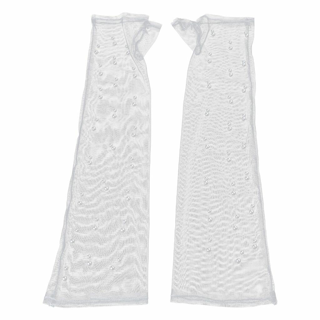 Кружевные перчатки из белой жемчужной сетки-B