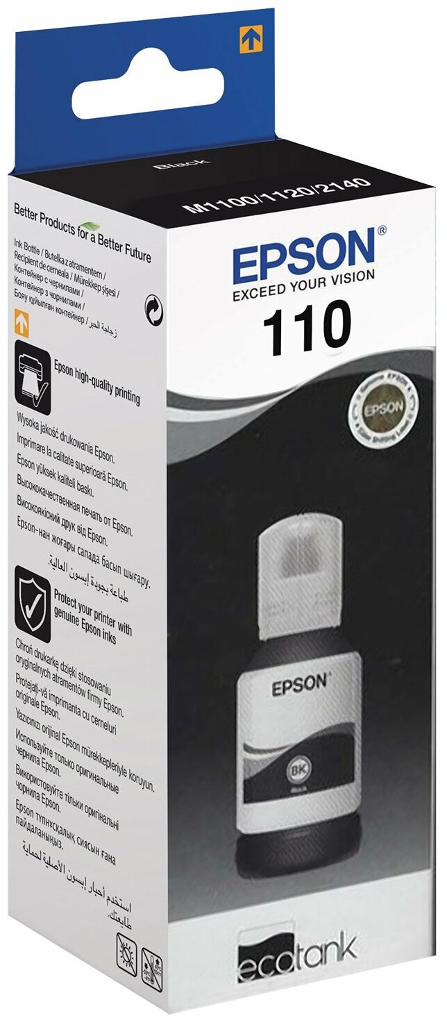 Чернила EPSON 110 (C13T03P14A) для СНПЧ EPSON M1100/1120/2140, черные, оригинальные