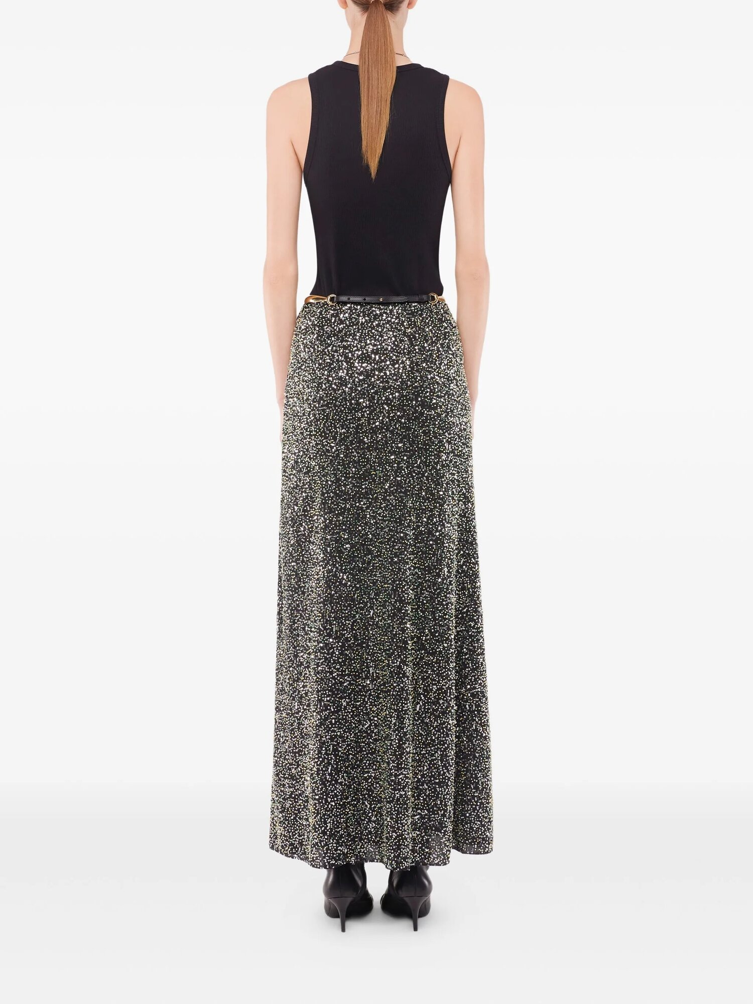 Юбка rabanne Sequin-embellished maxi skirt, размер 36, черный — фото 1