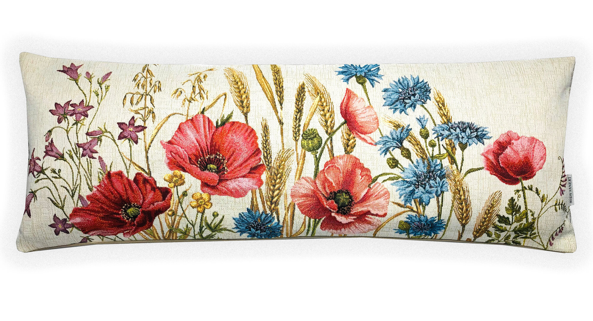 Декоративная гобеленовая наволочка "Разноцветье Маки и Васильки" 32*85 см MIDA VANERI