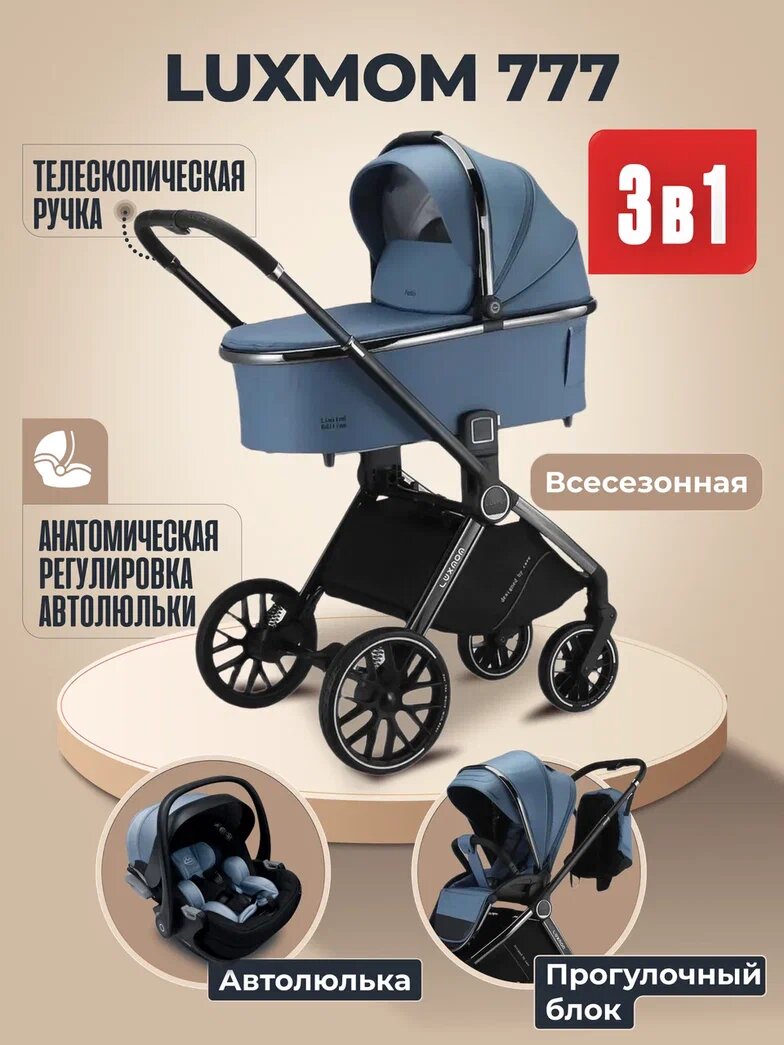 Детская модульная коляска трансформер 3 в 1 LUXMOM 777 для новорожденных 2025 NEW