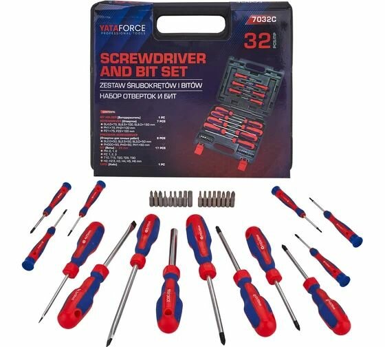 Отвертки в комплекте с битами, набор 32 предмета YATAFORCE
