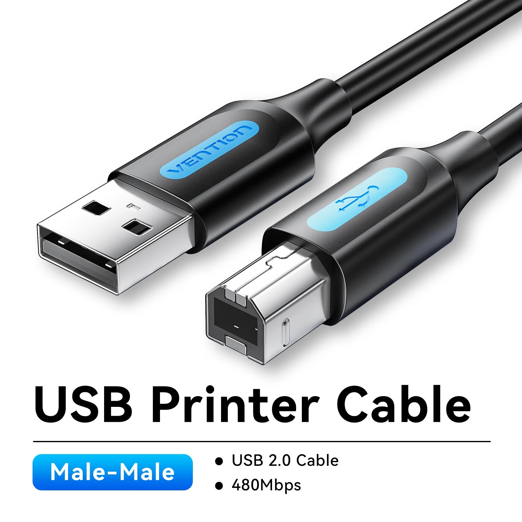 Кабель принтера Vention USB 3.0 A «папа» — «папа» B 3m, Upgraded USB 2.0