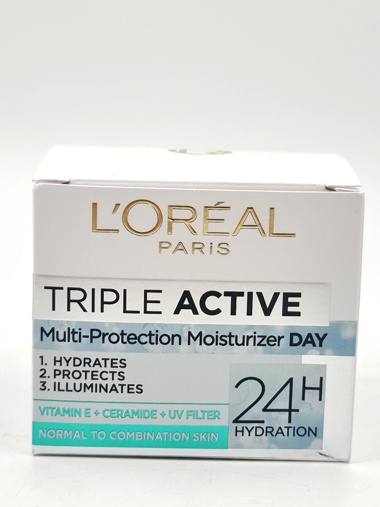 Крем дневной L'Oral Triple Active Protecting Day увлажняющий с керамидами, витамином Е и УФ-фильтром 50 мл (Франция)