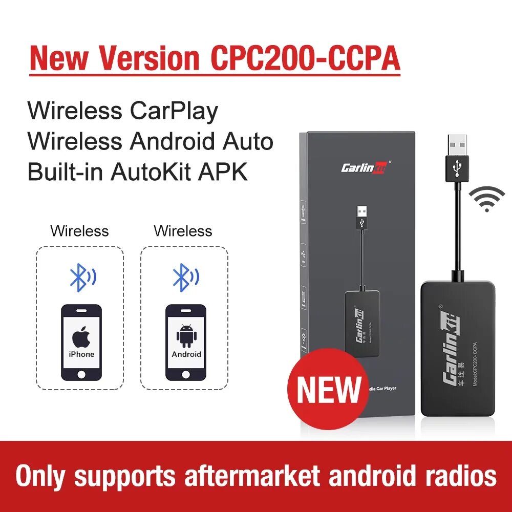 Автомобильный USB-адаптер для экрана Android, с функцией автоподключения, Wireless Black, Carlinkit Genuine
