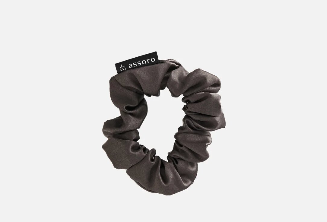 Шелковая резинка Assoro Графит, для волос, ширина шелка: 3 см, 1 шт