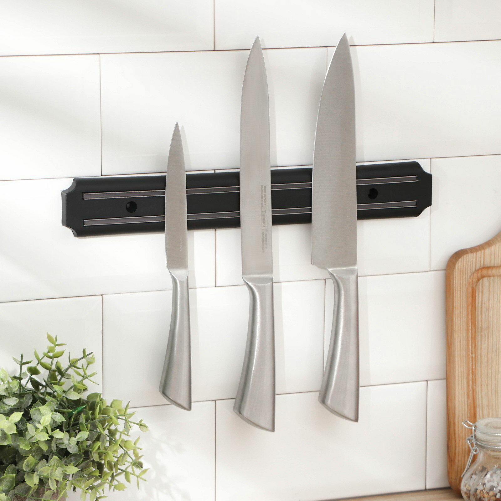 Держатель для ножей магнитный 33 см, цвет: чёрный, тип: магнитный