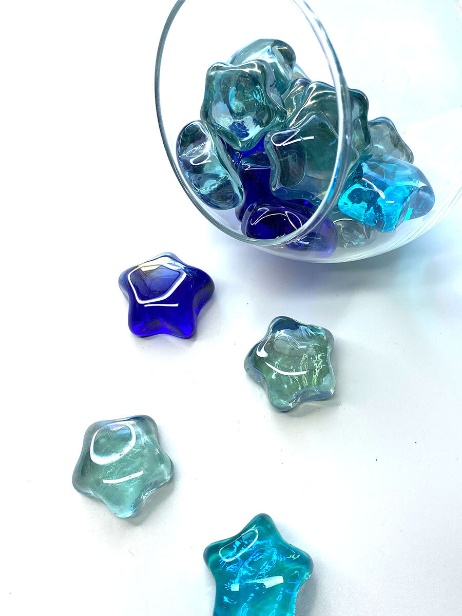 Грунт для аквариума, шарики стеклянные "Звезды" марблс для декора, для флорариума, для растений, 300 гр