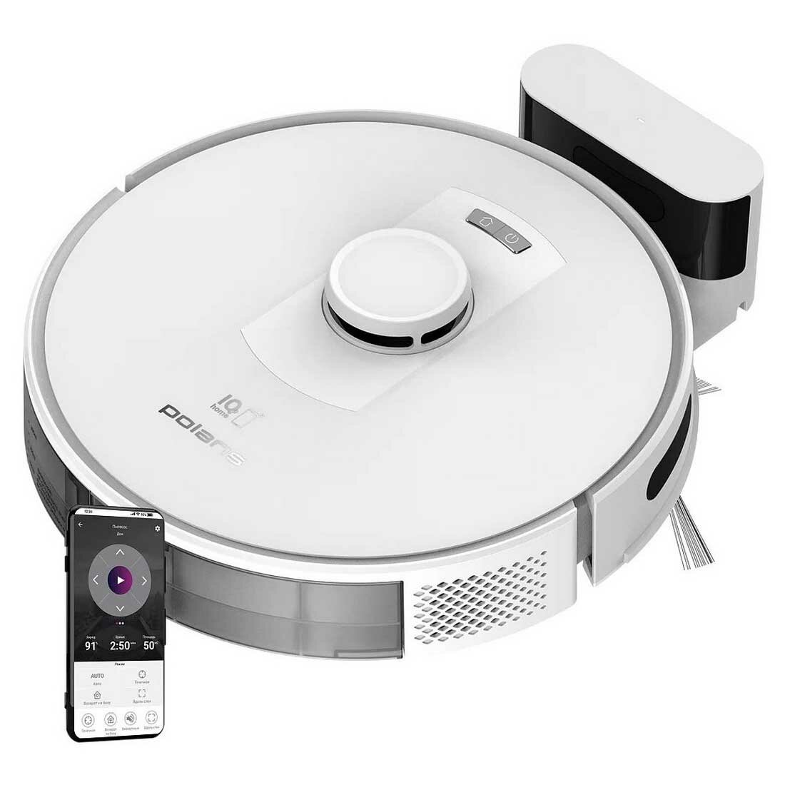 Робот-пылесос Polaris PVCR 5003 WIFI IQ Home, сухая и влажная уборка белый