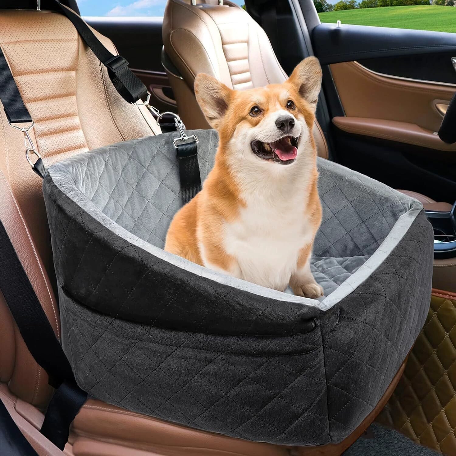 Автокресло для собак "Dog Car Seat", прямоугольное, складное, 52.1 x 52.1 x 39.9 cm, Черный, серый