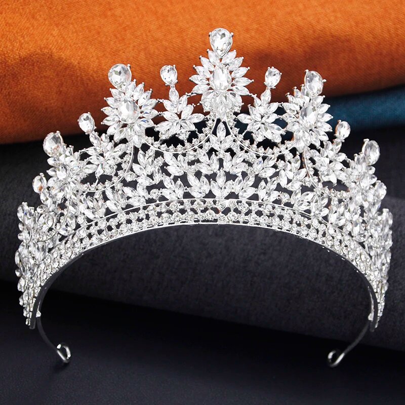 Серебряная корона с кристаллами, Silver White