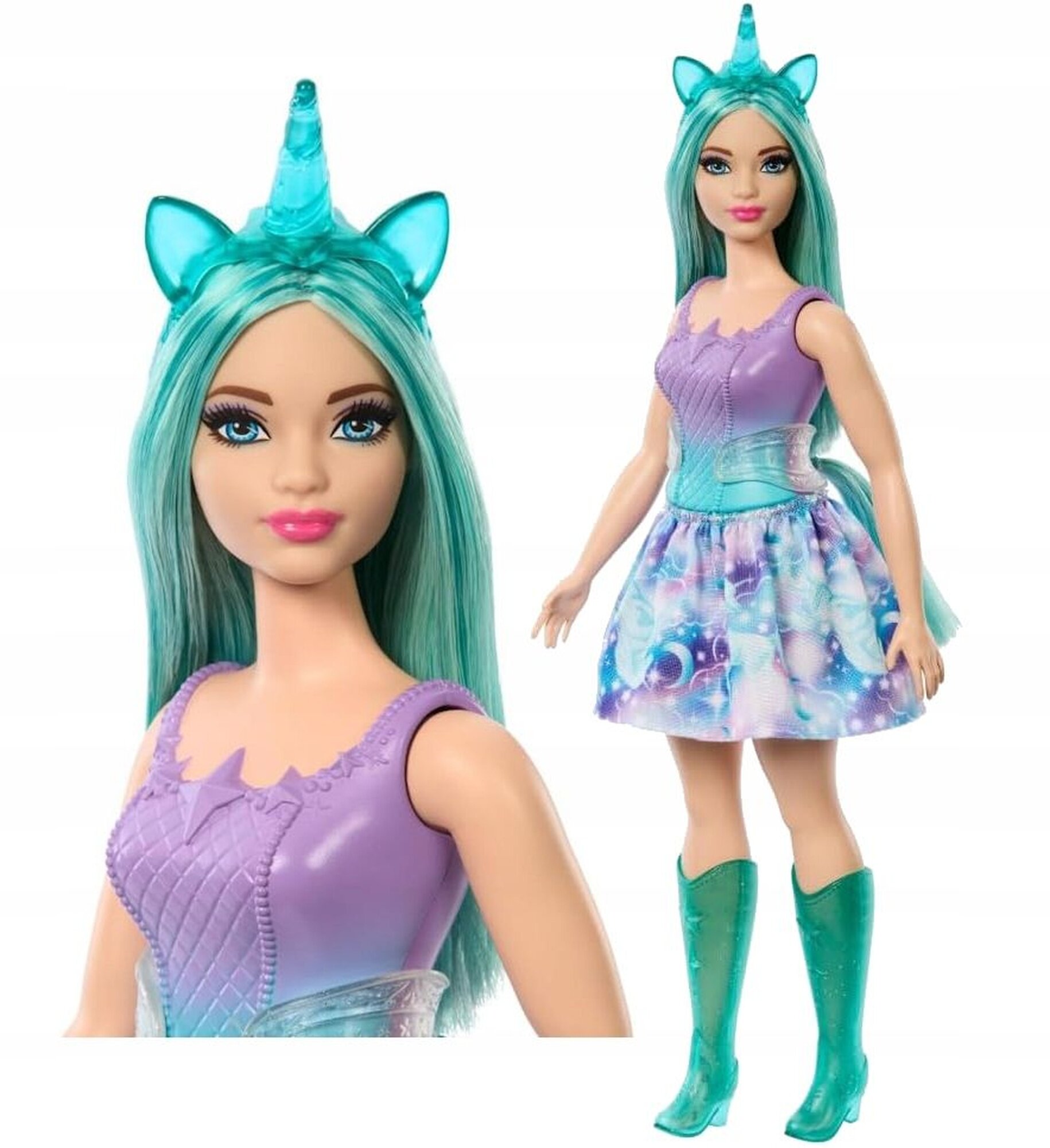 Кукла Mattel Barbie Fashionistas Dreamtopia- Кукла Единорог в фиолетово-бирюзовом наряде - Барби HRR15