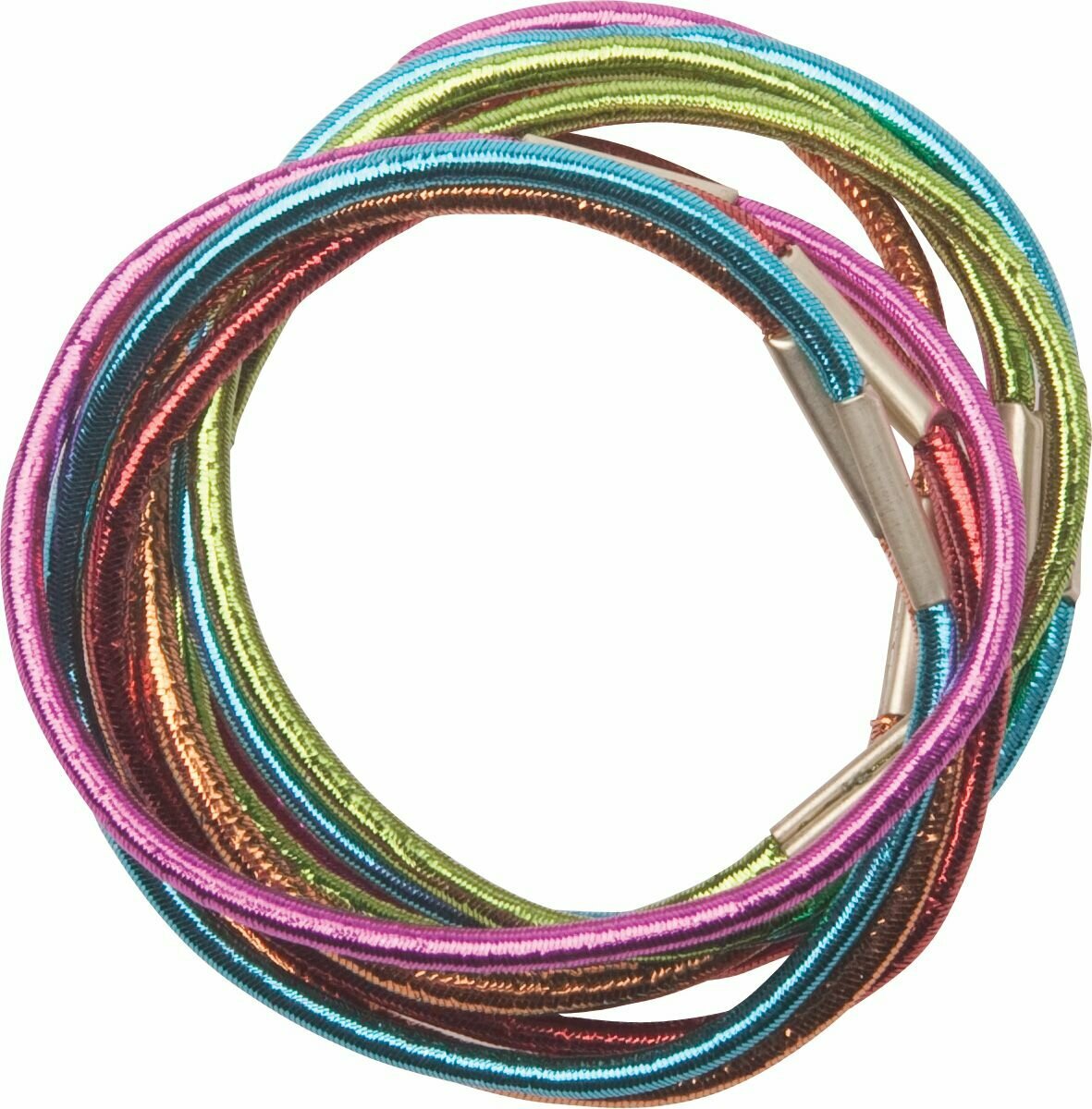 Резинки для волос женские профессиональные DEWAL Pro, 10 шт/уп, midi, блестящие, разноцветный