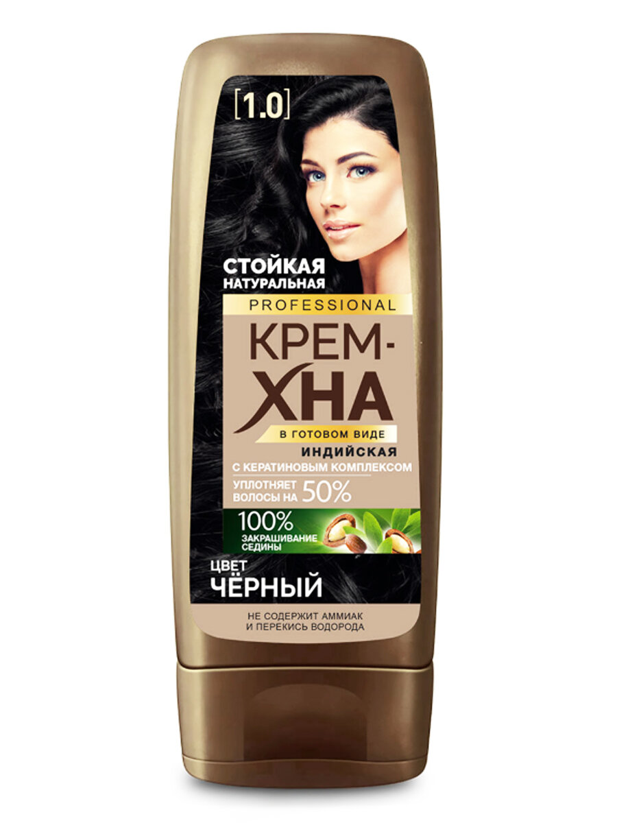 Fito косметик Крем-хна стойкая натуральная Индийская в готовом виде, тон 1.0 чёрный, 140 мл