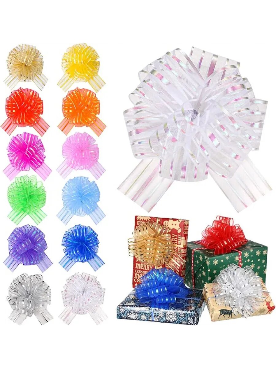 Банты рождество 24 шт органза 15 см подарочные