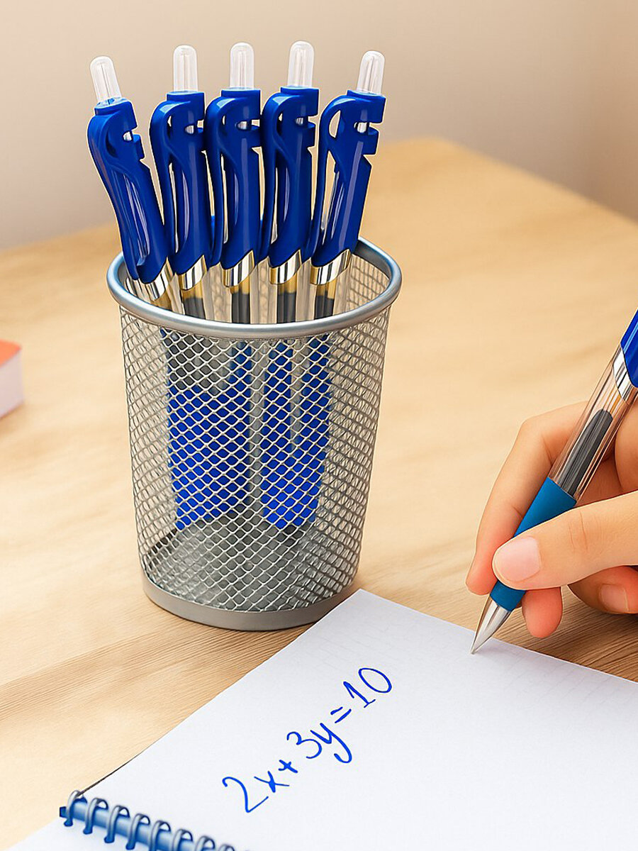 Ручка гелевая автоматическая с резиновой манжетой набор 5 шт