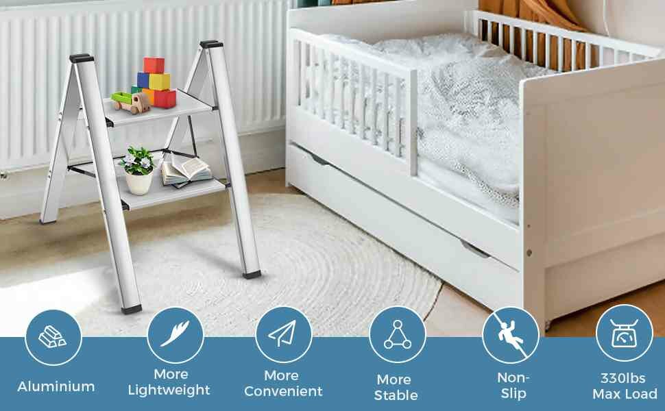 Складная лестница из алюминиевого сплава, 2х секционная, с противоскользящими ступенями, для дома и