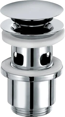 Донный клапан для раковины Kludi 1042405-00 с переливом, хром, глянцевый, с системой клик-клак, латунный