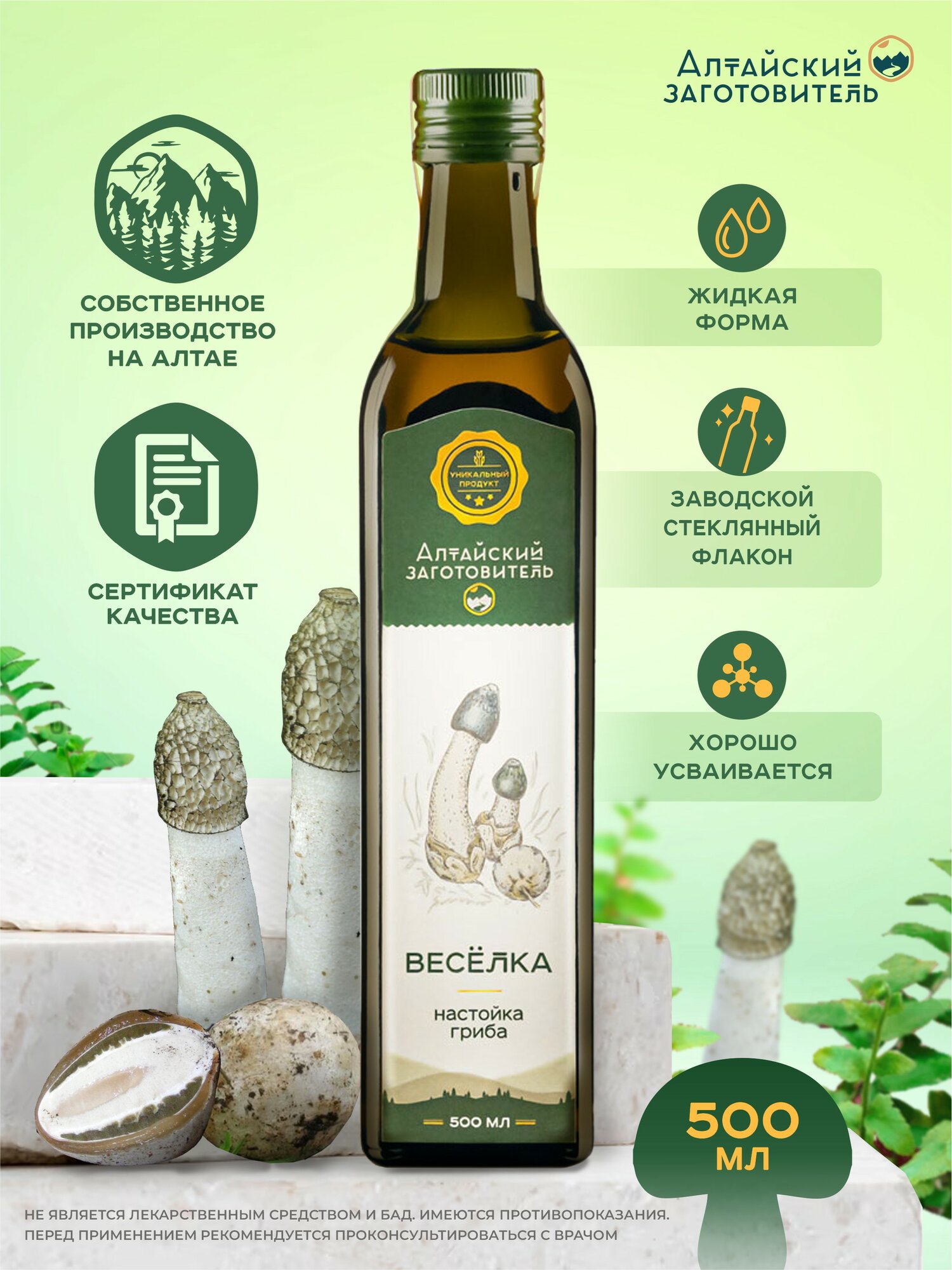 Экстракт гриба Веселка обыкновенная - Настойка гриба Веселка Phallus impudicus, 500 мл