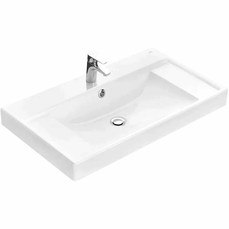 Мебельная раковина Roca Ona 80 из литьевого мрамора, раковина для ванной, со сливом-переливом, белая, прямоугольная