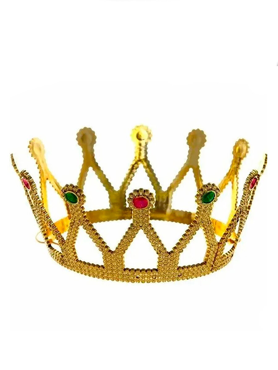 Корона карнавальная ГК Сфера, золотистая, пластиковая, диаметр 16см