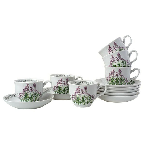 Чайная пара «Лаванда» набор, 6 шт, фарфор, 250 мл, белый (Добрушский фарфоровый завод)