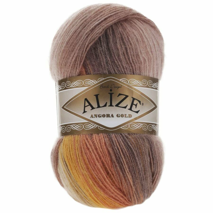 Пряжа Alize ANGORA GOLD BATIK 4741 беж/оранж/серый (5 мотков)