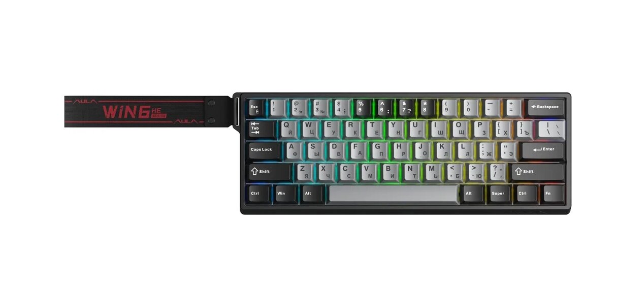 Игровая магнитная проводная клавиатура AULA WIN60HE Pro Shades of Grey Magnetic Shafts, черный