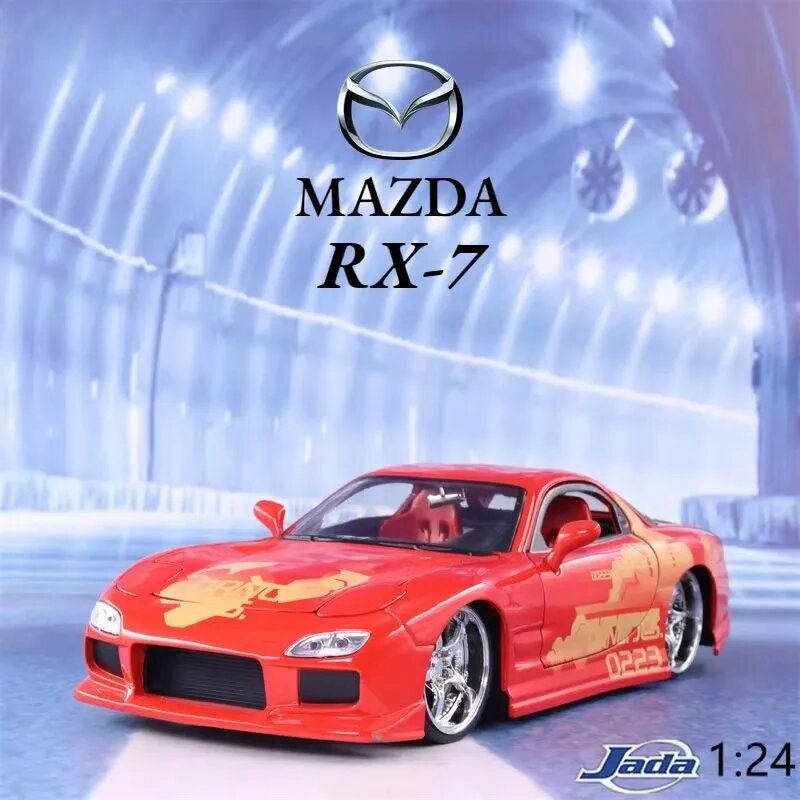 Jada 1:24 Mazda RX-7 Model Car, Коллекционная модель машины для взрослых, Игрушечный автомобиль с звуковыми и световыми эффектами для детей
