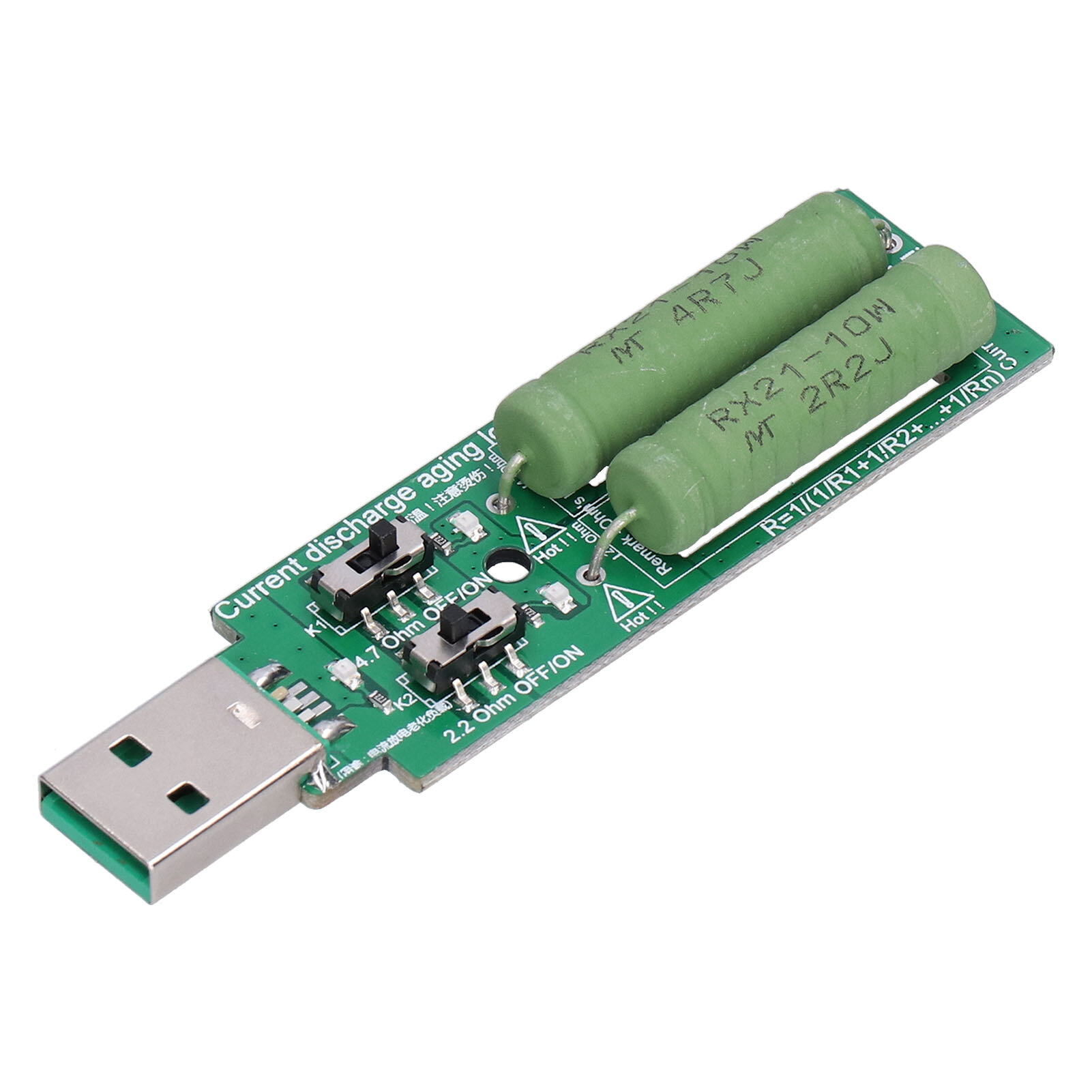 Mini USB -нагрузочный тестер питания банка резистора разгрузки с 1а 2A кнопкой тока 5VDC