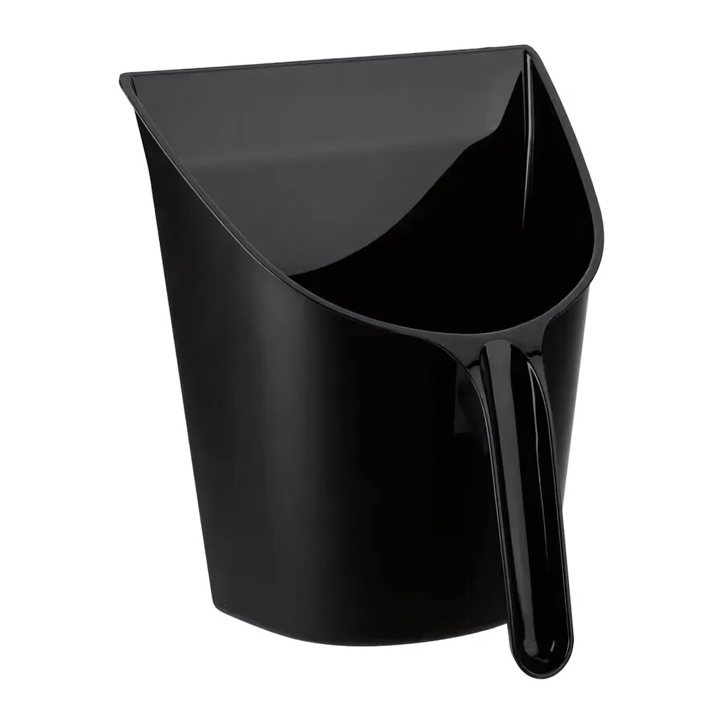 Совок для мусора пластиковый, черный, угловая форма, усиленная ручка