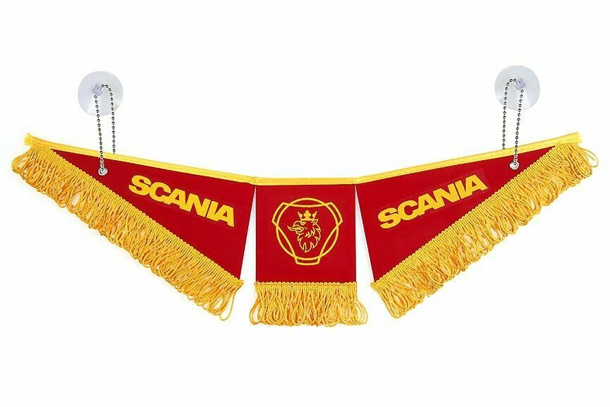 Вымпел автомобильный тройной Scania на присосках Красны (47*12 см)