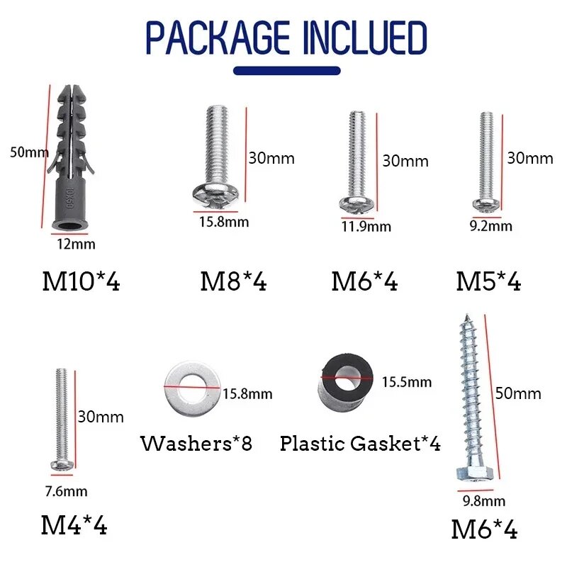 Комплект креплений для телевизора универсальный настенный комплект VESA для монтажа винтовой шайбы (M4 M5 M6 M8 M10) для монтажа ТВ и монитора