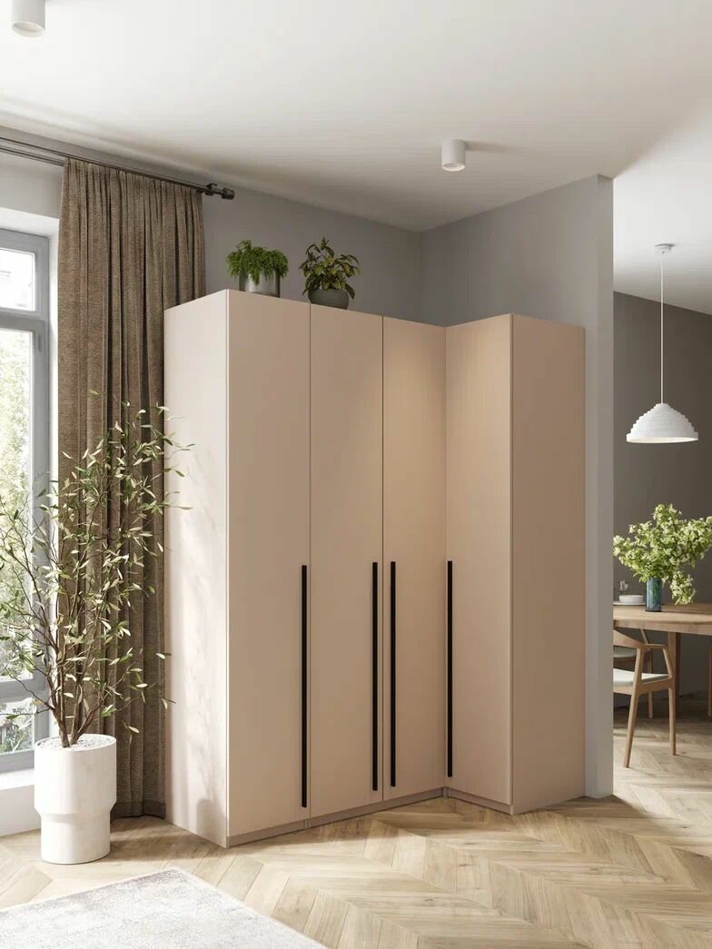 Угловой шкаф для одежды распашной с ящиками, Принцесса Мелания, Кашемир, 2200х1700х900мм