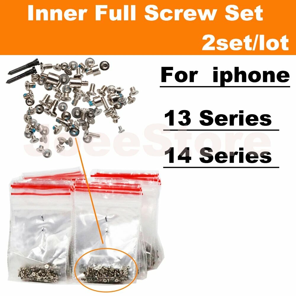 Полный комплект из 2 винтов для iPhone 13 14 Pro Max 13Mini 14Plus, Аксессуары для мобильных телефонов, внутренний нижний болт, полный комплект винтов, запасные части 2x For 13ProMax