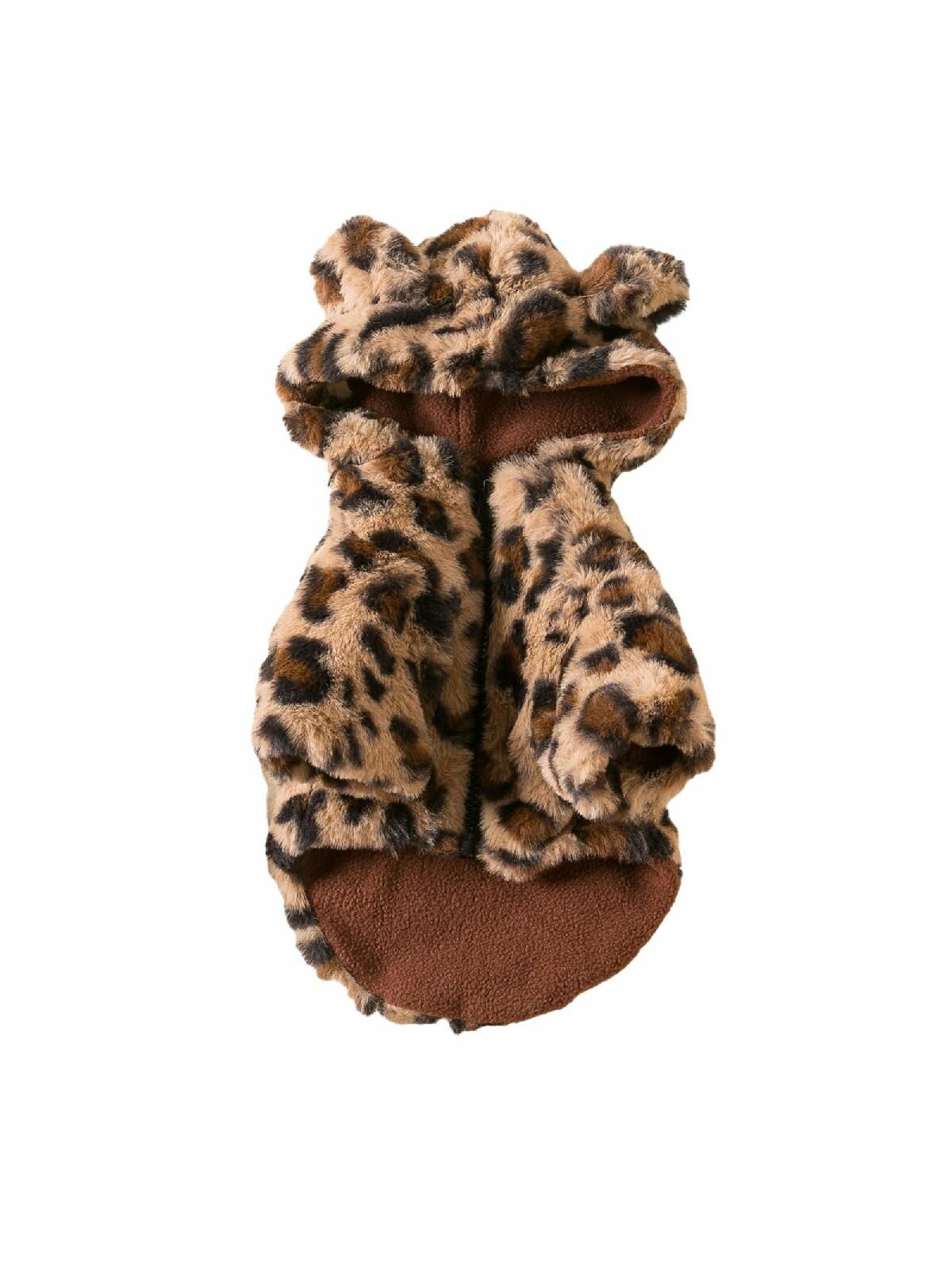 Одежда для животных, Густая шерсть с леопардовым рисунком для домашних животных-Коричневый-XXL
