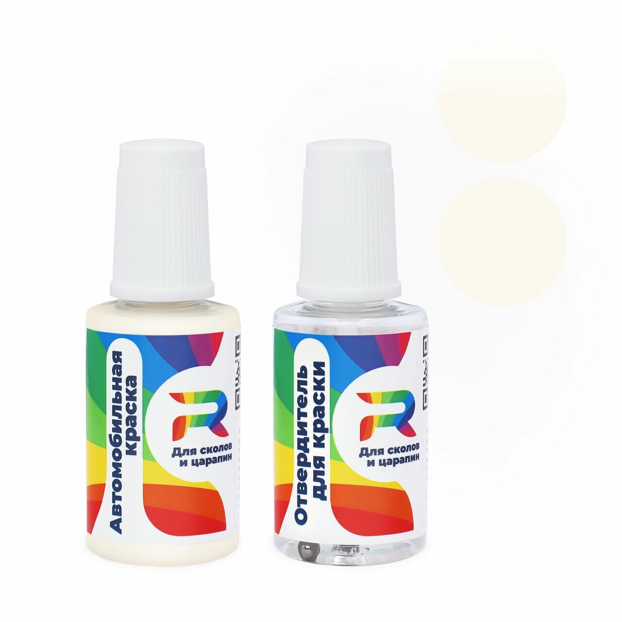 Подкраска для сколов и царапин авто RAL 1013 - Perlweiss (Акриловая краска, Солид, Белый) с кисточкой
