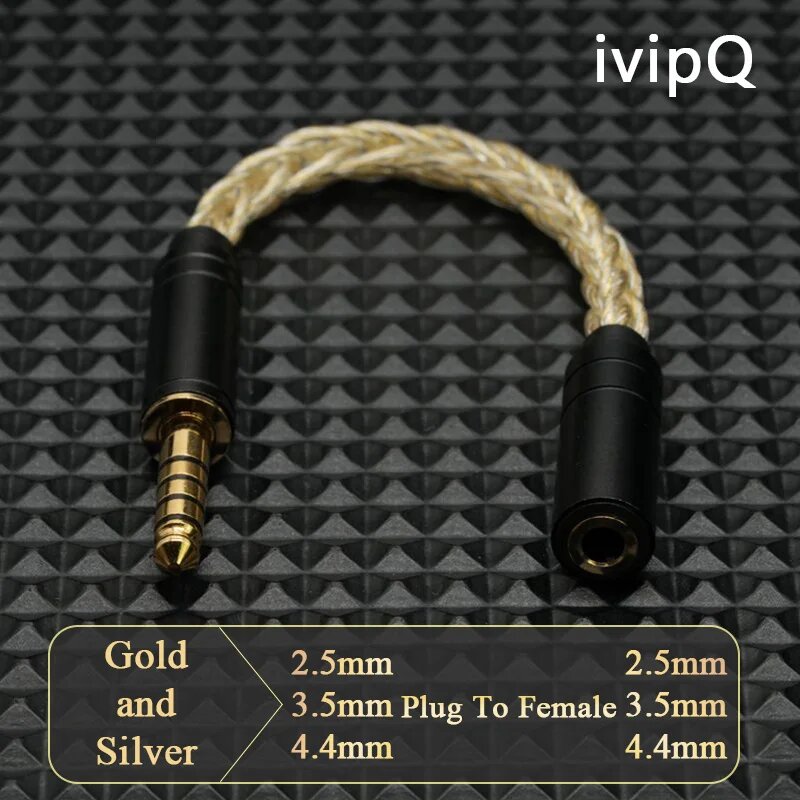 IvipQ кабель-переходник аудио 8-жильный золотой + серебряный 3.5 to 4.4 Female