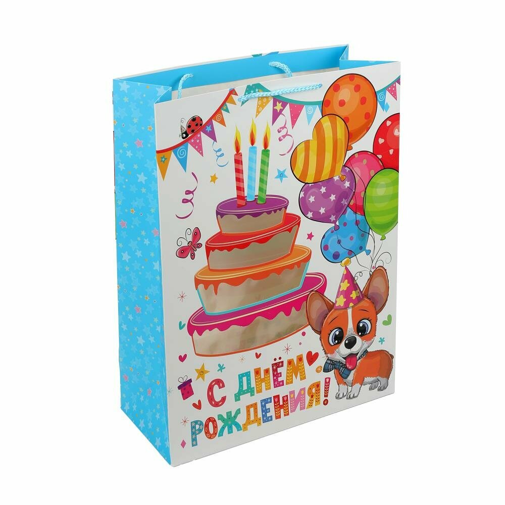 Пакет подарочный с окошком, корги, XL, 190 гр/м Чудо праздник PWXL-118366-HB