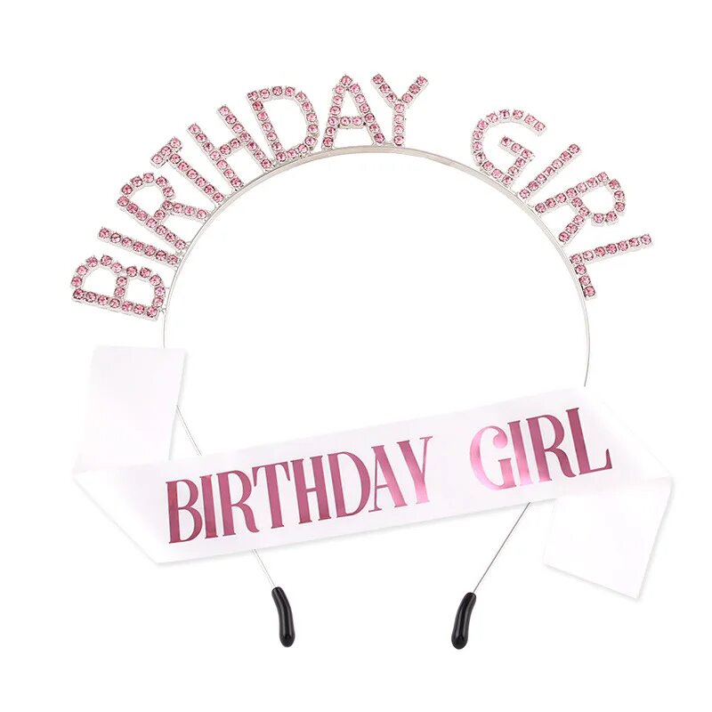 Тиара "Birthday Girl" с лентой, цвет 12