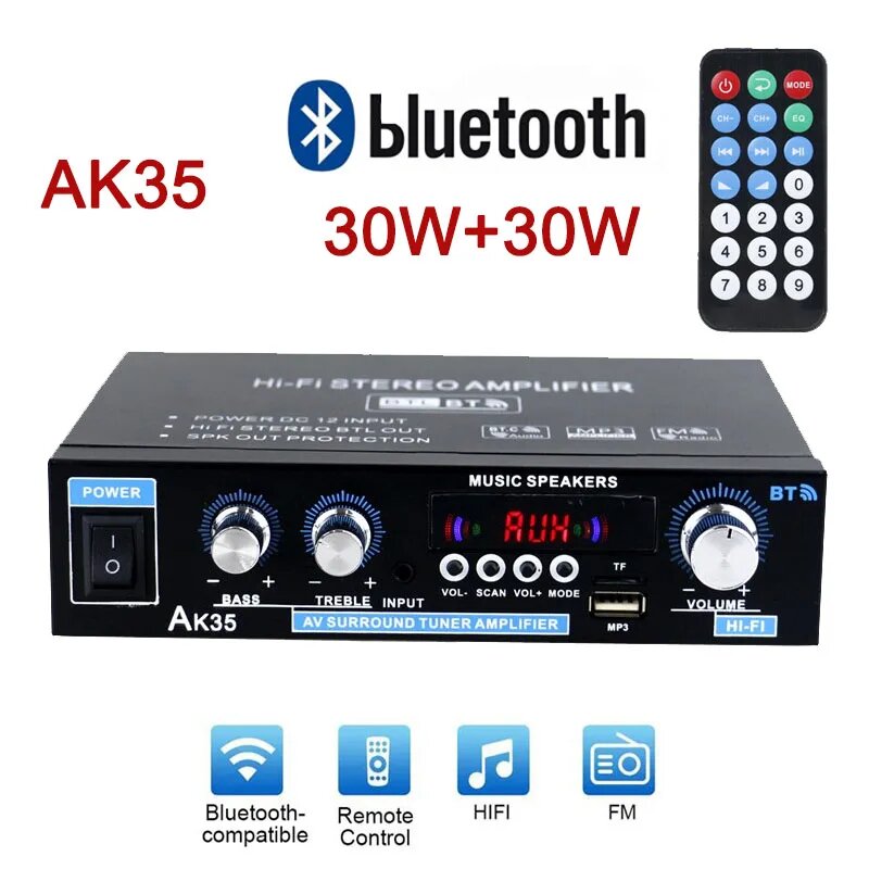 Dreamburgh Bluetooth Цифровой Усилитель Аудио 70Вт, AK35, 220 В