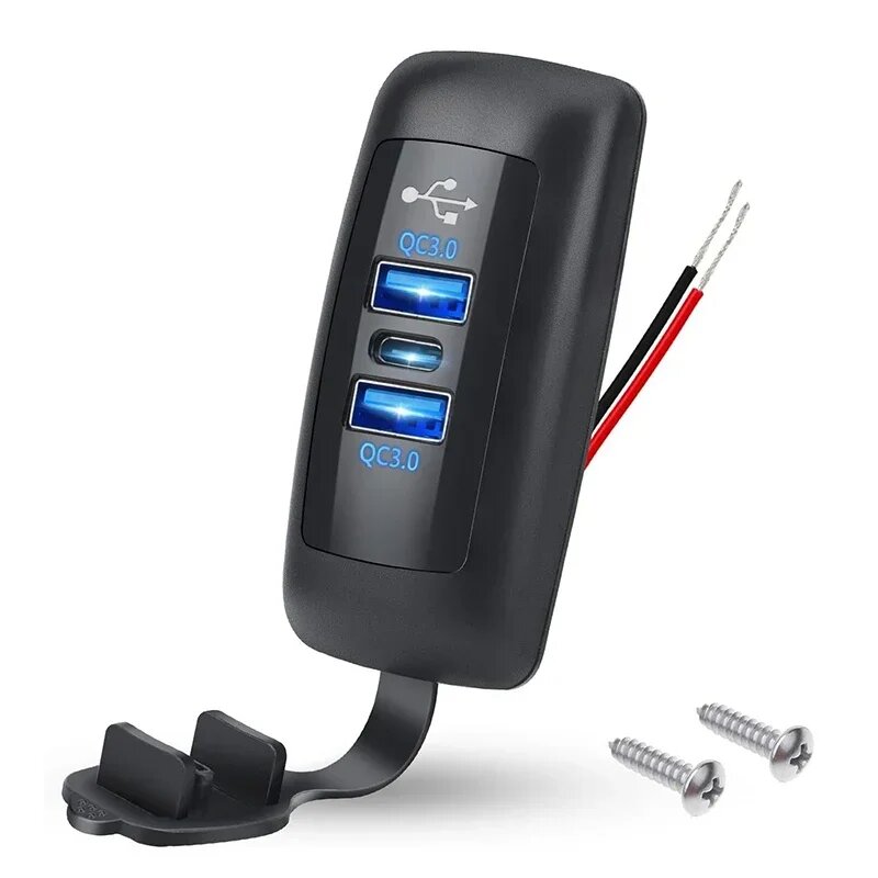 3-портовая автомобильная зарядная розетка 12 В с USB-портом, двойная розетка QC3.0 USB-A и PD Type-C, автомобильное быстрое зарядное устройство, адаптер для автомобиля, грузовика, гольфа, лодки, QC-QC-PD-603